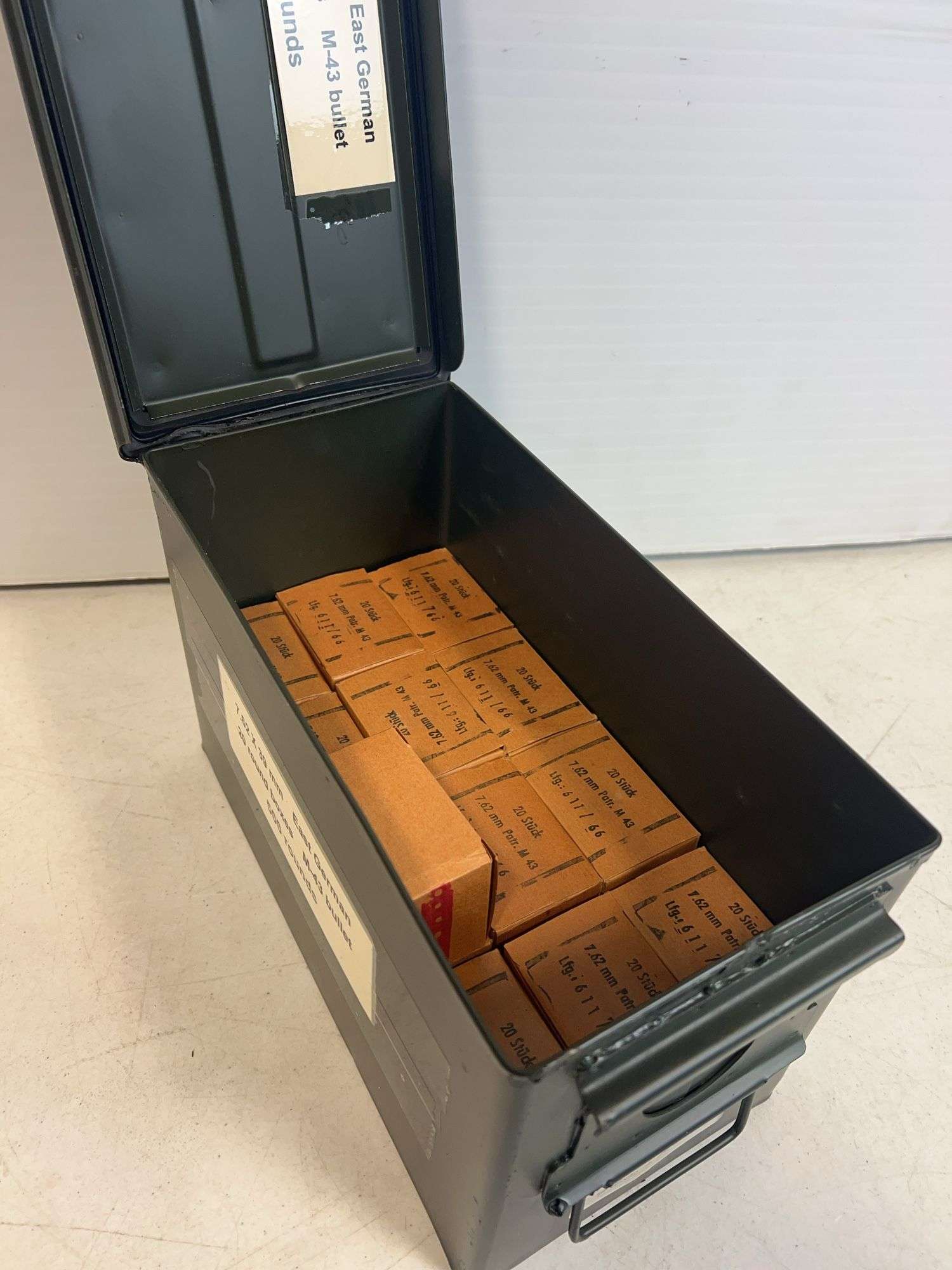 2. 500 rounds of 7.62 x39mm East german- m43 bullet with ammo can ...