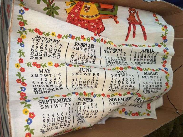Box of Vintage Hanging Towel Calendars - Kaufman Realty & Auctions