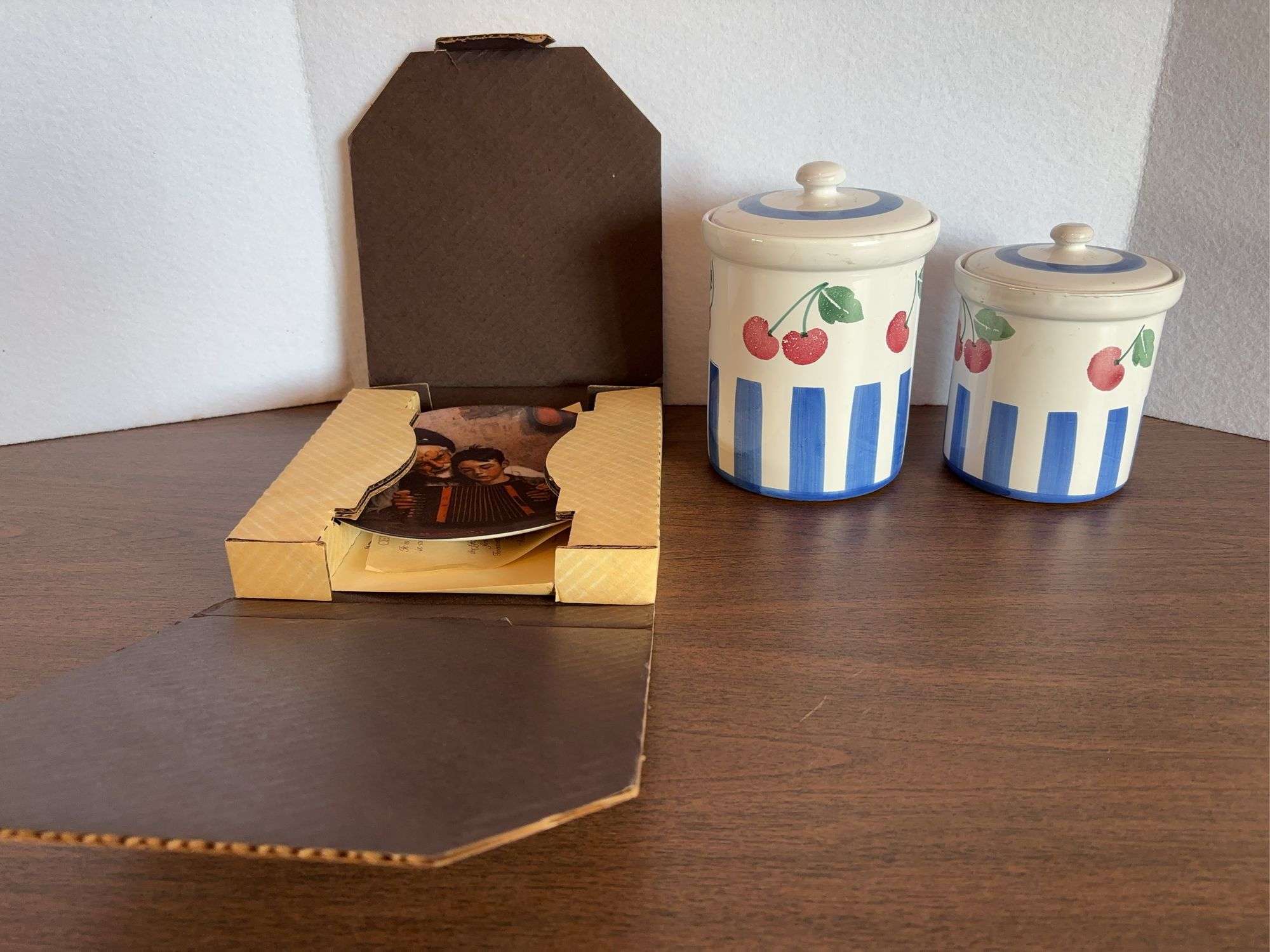 Normal Rockwell Plate and 2 Cherry Pots - Kaufman Realty & Auctions