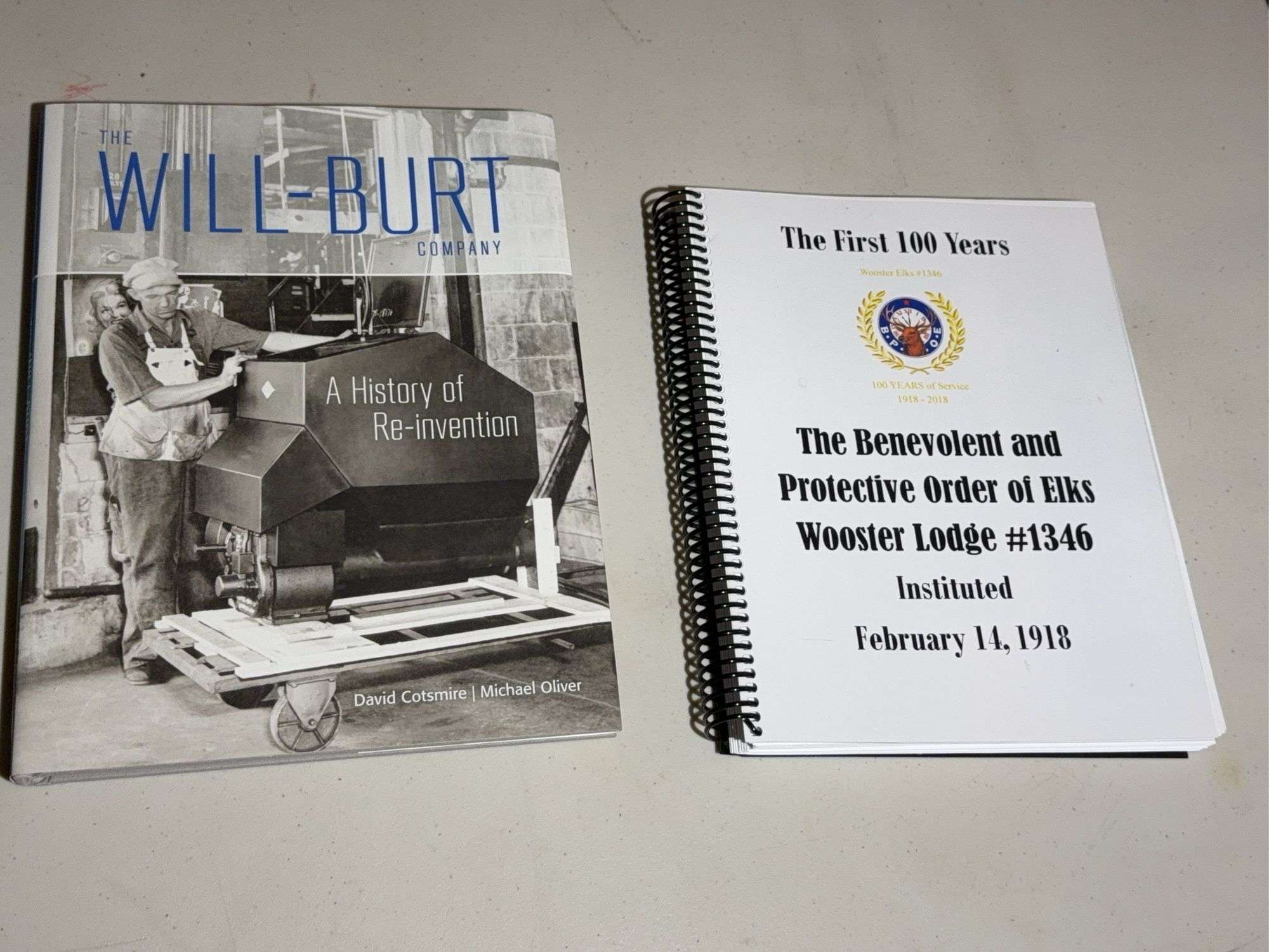 WOOSTER ELKS "FIRST 100 YEARS" BINDER/BOOK AND WILL-BURT VO. BOOK ...