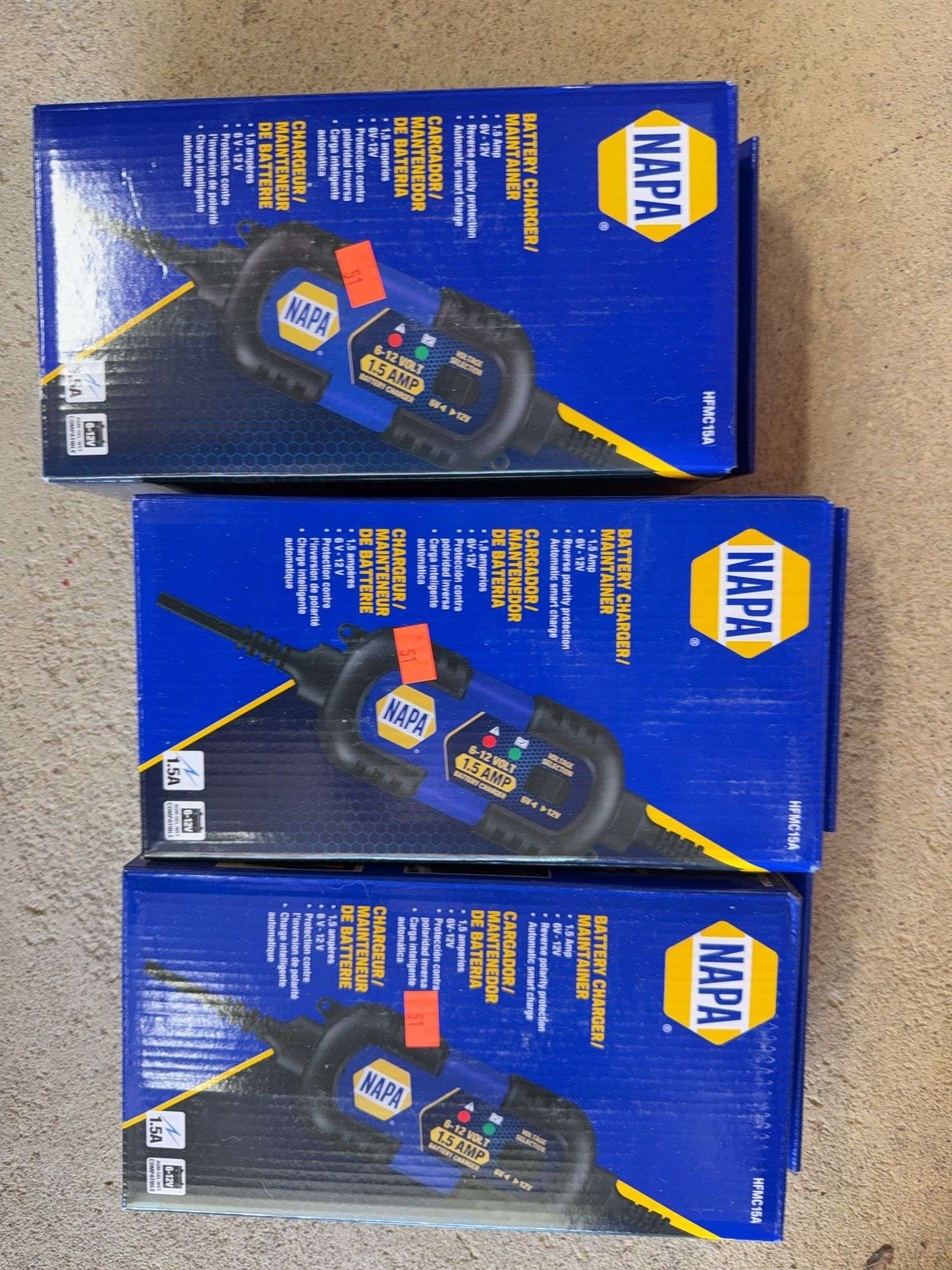 (3) Napa Battery Charger/ Maintainer new in box - Kaufman Realty & Auctions