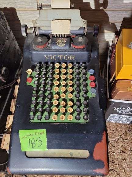 EARLY VICTOR ADDING MACHINE & PAPER ROLLS - Kaufman Realty & Auctions