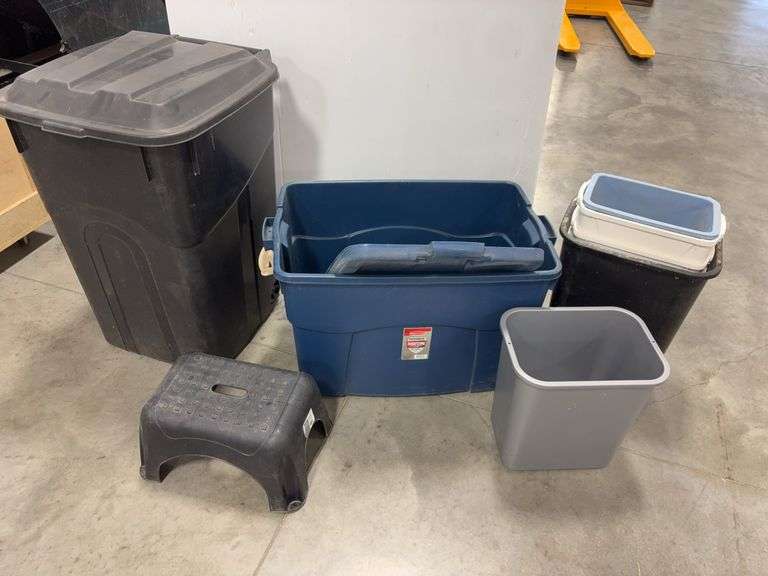 Trash barrel, waste bins, storage tote, and stool - Kaufman Realty ...
