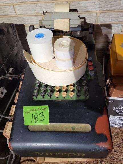 EARLY VICTOR ADDING MACHINE & PAPER ROLLS - Kaufman Realty & Auctions