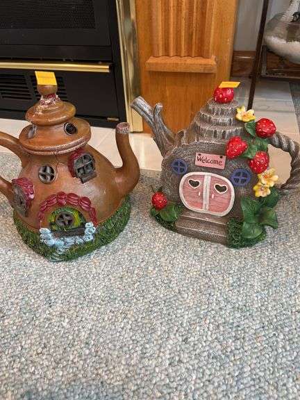 (2) Decorative Fairy House Pitchers - Kaufman Realty & Auctions
