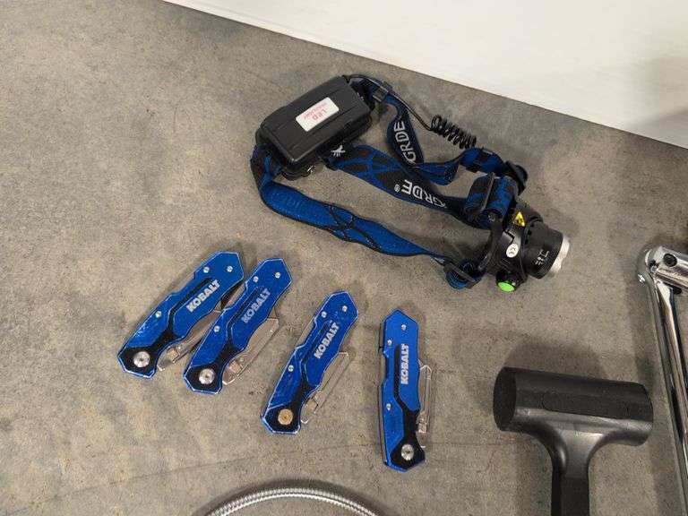 Assortment of tools - some like new - Kobalt razor knives, wrenches ...