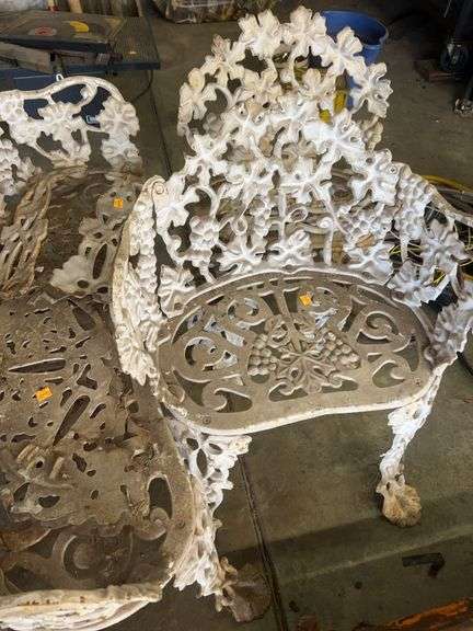 White Wrought Iron Bench and 2 Chairs (EXTRA PIECES) - Kaufman Realty ...