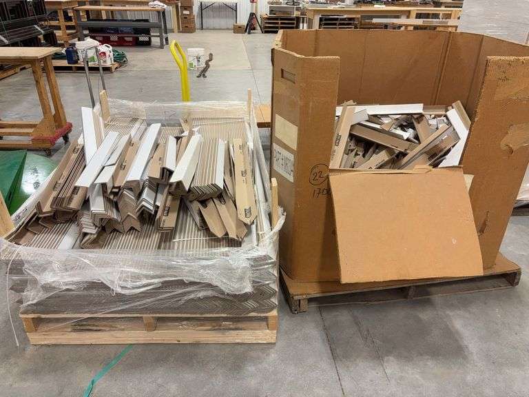 2" x 2" x 72" Uline edge board with box of miscellaneous edge board ...