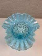 FENTON AQUA BLUE HOBNAIL CANDY DISH - Kaufman Realty & Auctions