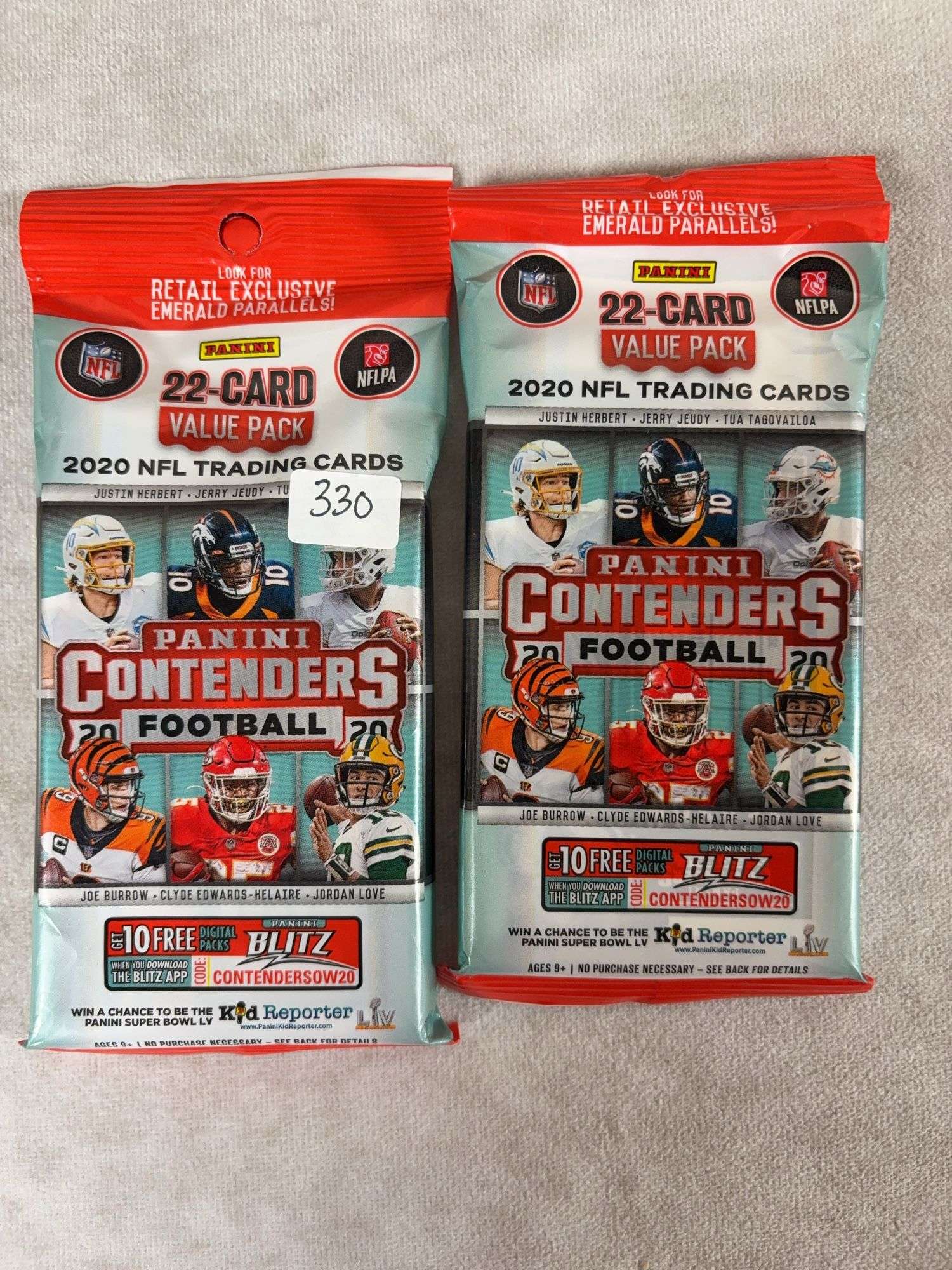 (2) 2020 Contenders Football Packs - Kaufman Realty & Auctions