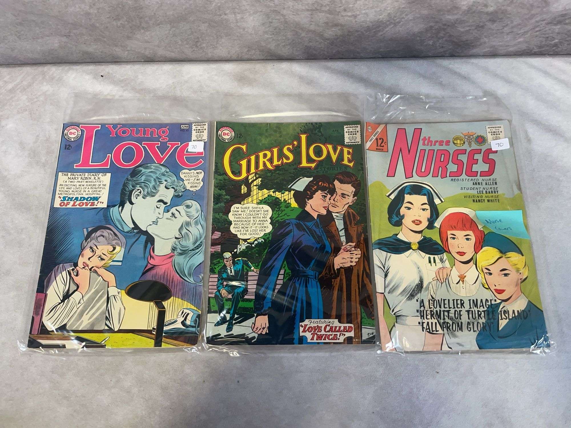 (3) Comic Books - Young Love, Girls' Love & Three Nurses - Kaufman ...