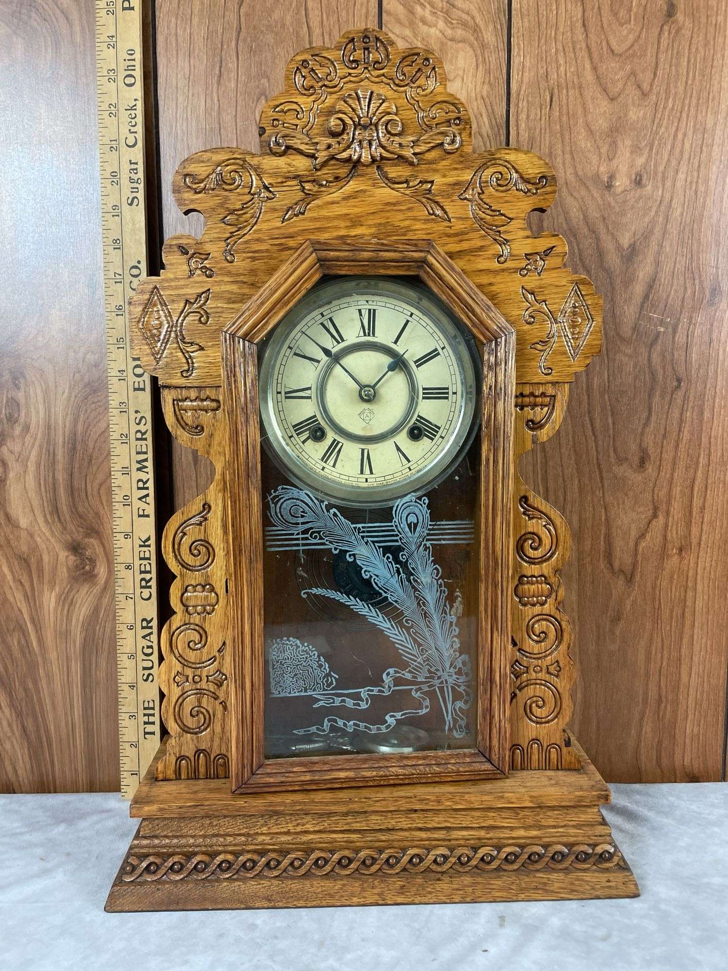 Ansonia 8-day oak kitchen mantel clock - Circ 1890 - Kaufman Realty ...