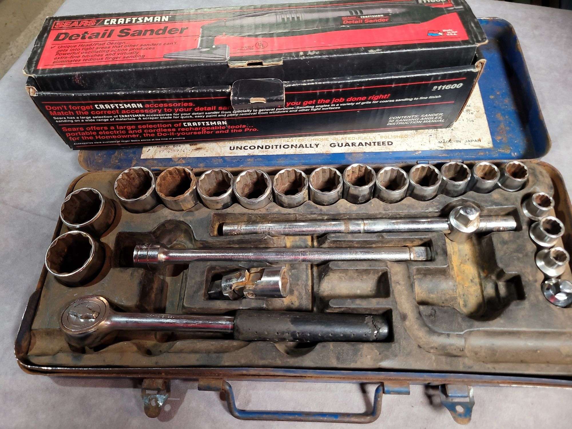 Old socket set, Craftsman detail sander - Kaufman Realty & Auctions