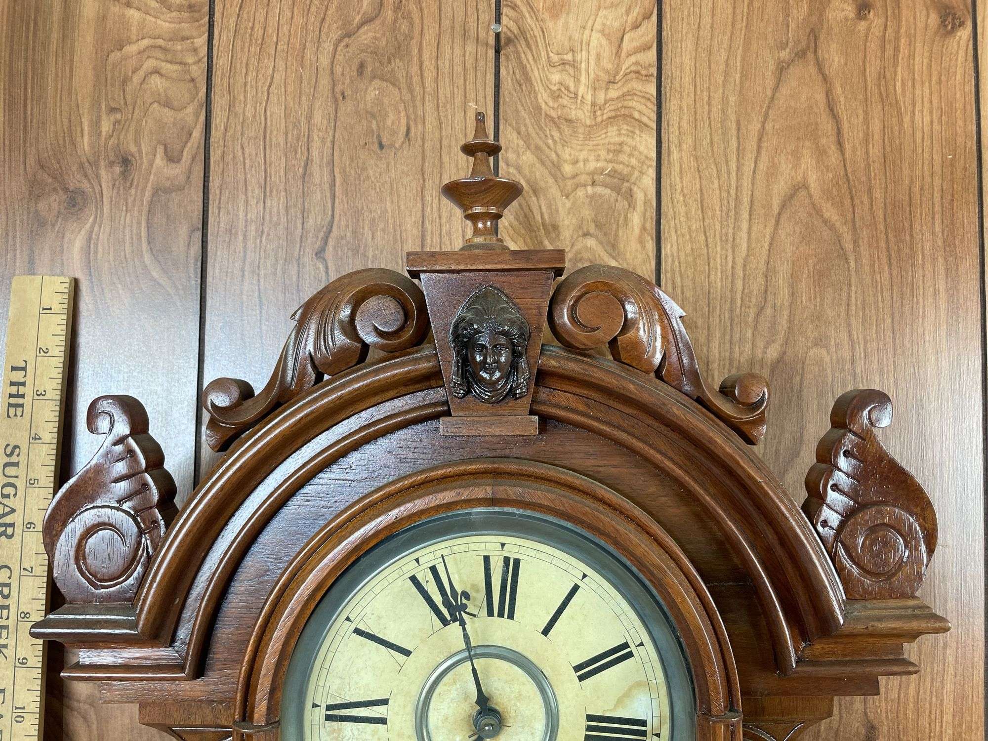 Gilbert Columbia walnut wall clock - Circ 1875 - Kaufman Realty & Auctions