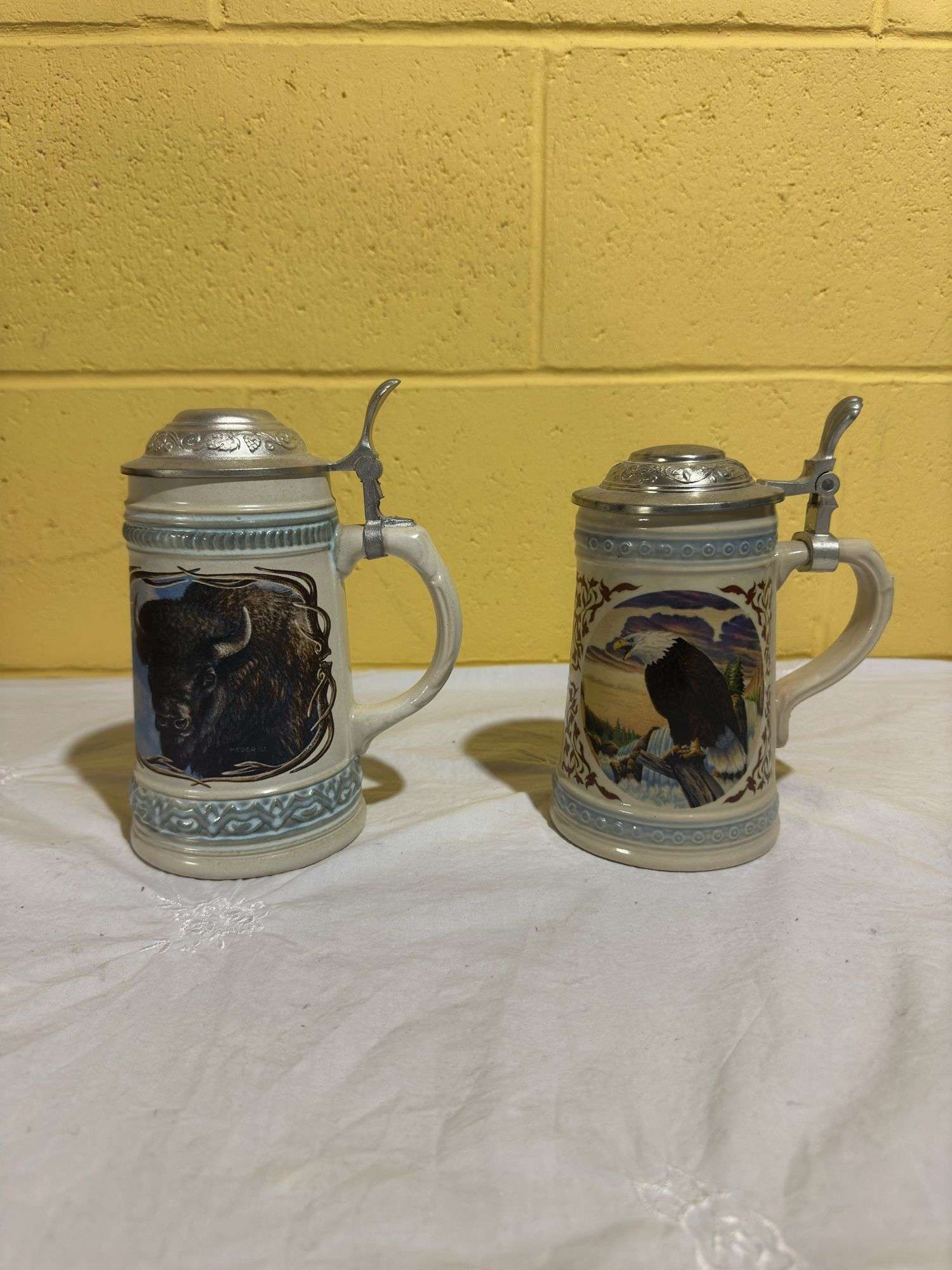 PAIR OF MADE IN GERMANY GERZ BEER STEINS - Kaufman Realty & Auctions
