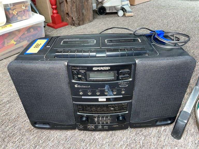 Sharp boom box w/dual cassette, radio, & DVD - Kaufman Realty & Auctions