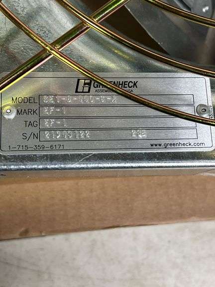 Green Heck exhaust fan model SE1-8-440-G-X - Kaufman Realty & Auctions