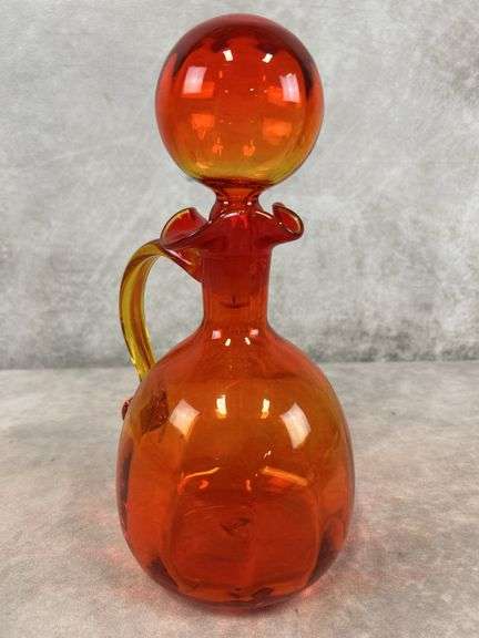 Rainbow Amberina Glass Decanter with Stopper - 11.5" - Kaufman Realty ...