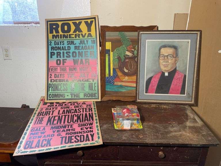 Minerva Show sign & (2) decorative framed artworks - Kaufman Realty ...