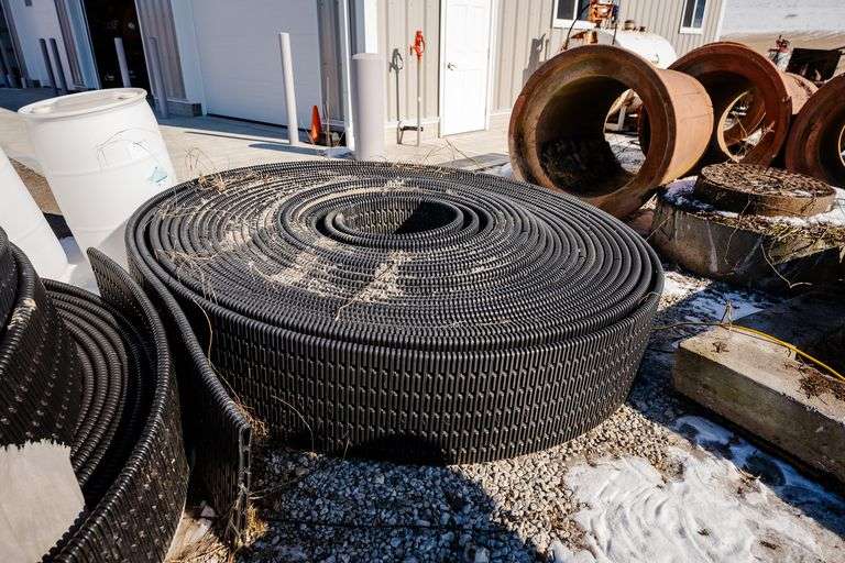 3 Rolls of Perforated Tile Drain Pipe - Kaufman Realty & Auctions