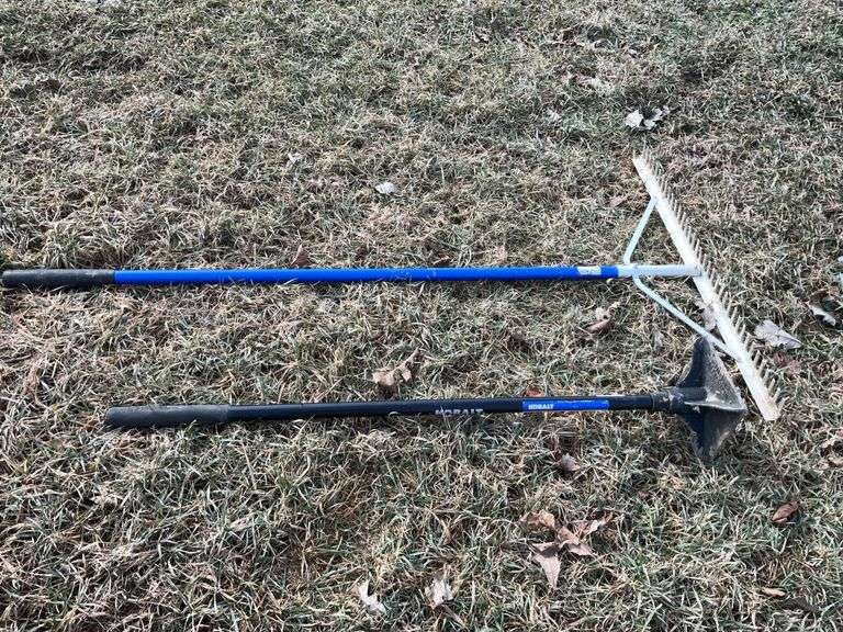 Kobalt, cast-iron tamper, Kobalt aluminum rake - Kaufman Realty & Auctions