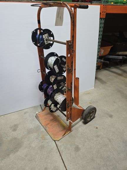 Hand truck wire cart w/ misc wires - Kaufman Realty & Auctions