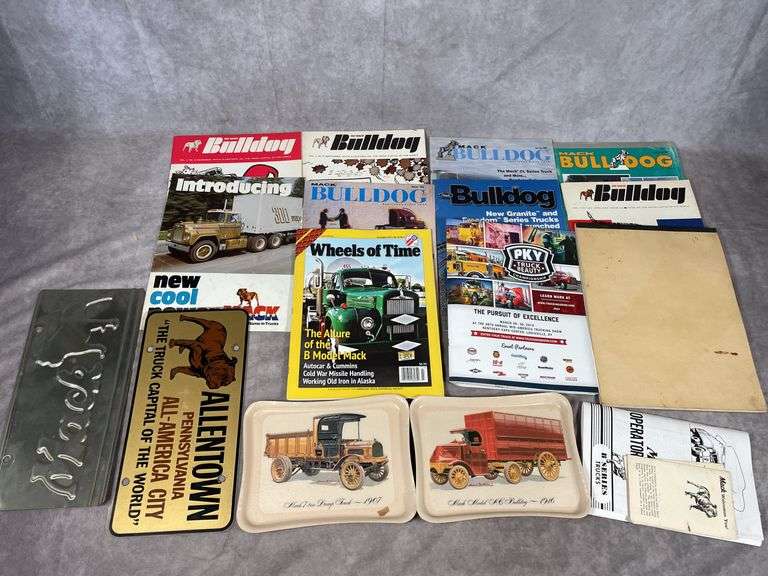 VINTAGE MACK BULLDOG MAGAZINES & MACK TRAYS & LICENSE PLATE - Kaufman ...
