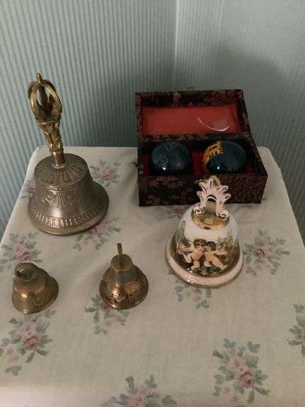 4 bells. 2 Shouxing baoding tiger balls w/box - Kaufman Realty & Auctions