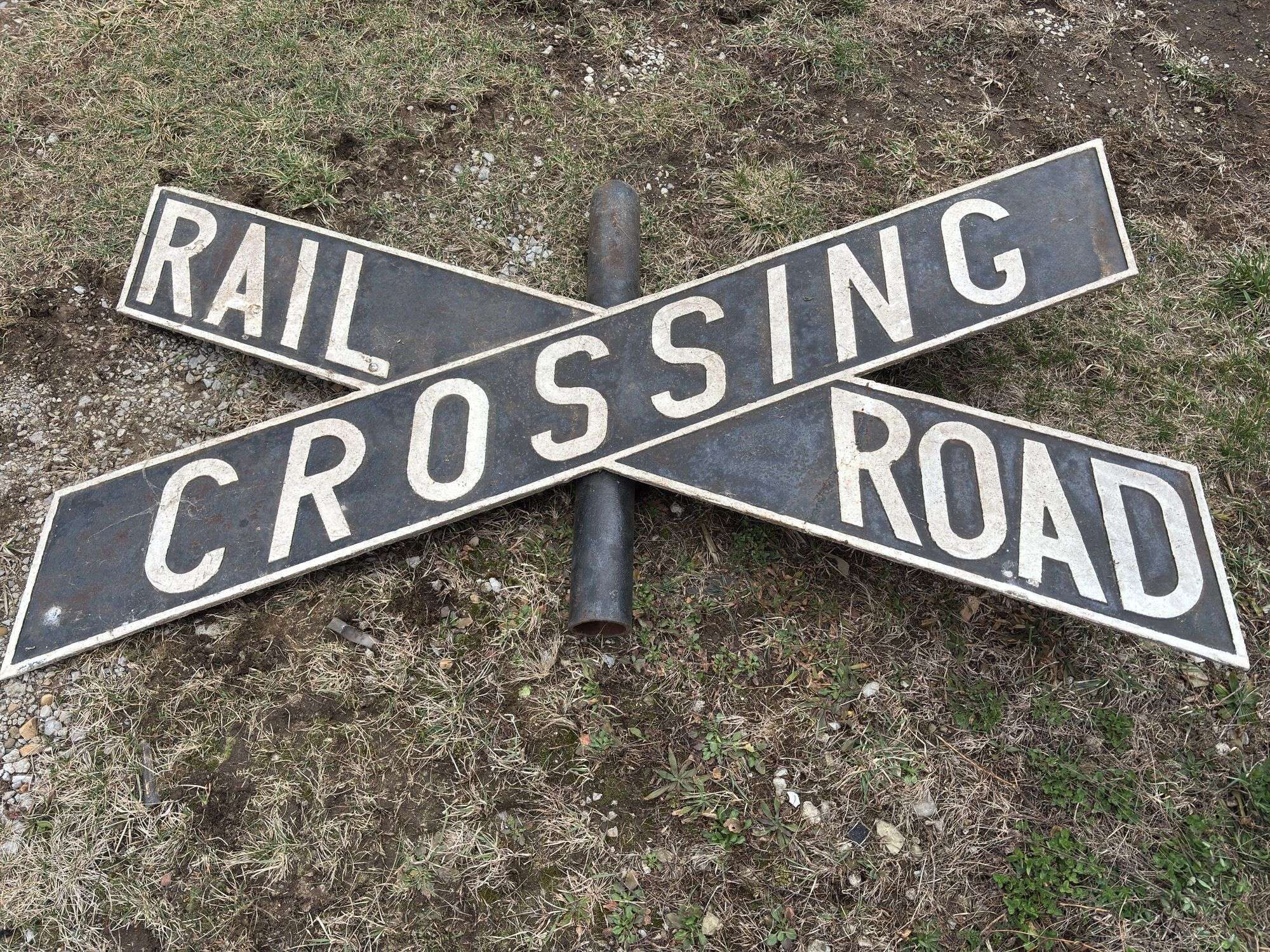 Cast Iron Railroad Crossing Sign ., Cast Iron 6’W 36” High Post ...