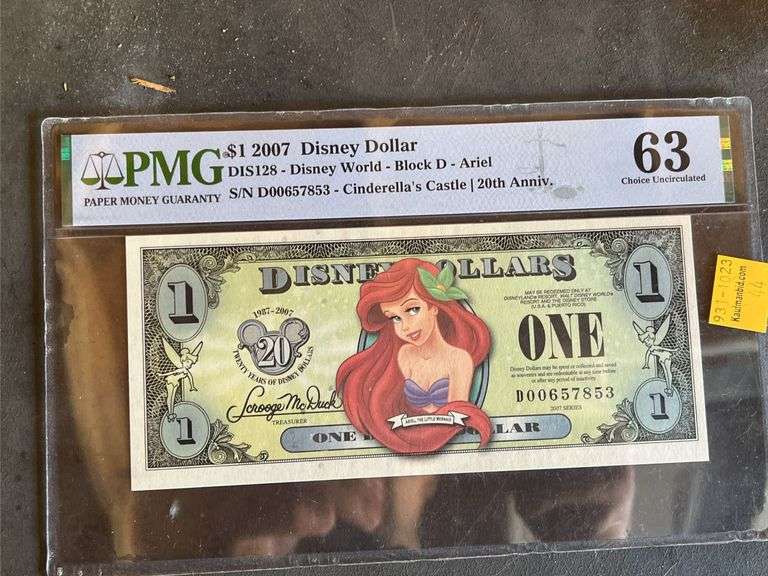 2007 $1 Disney Dollar PMG 63 Choice Uncirculated - Kaufman Realty ...