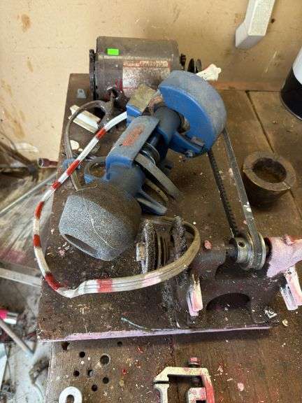 Electric Motor with Wire Wheel and Belt driven Grinding Stone - Kaufman ...
