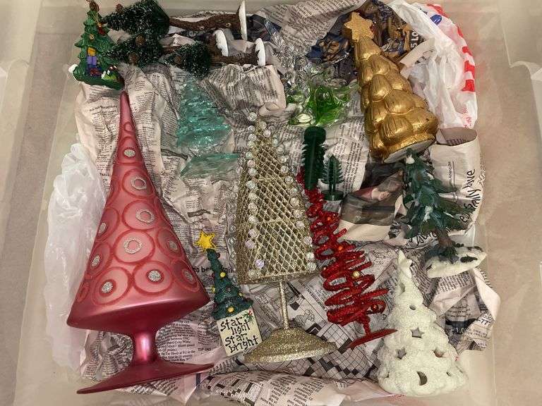 ASSORTED CHRISTMAS TREES IN TOTE - Kaufman Realty & Auctions