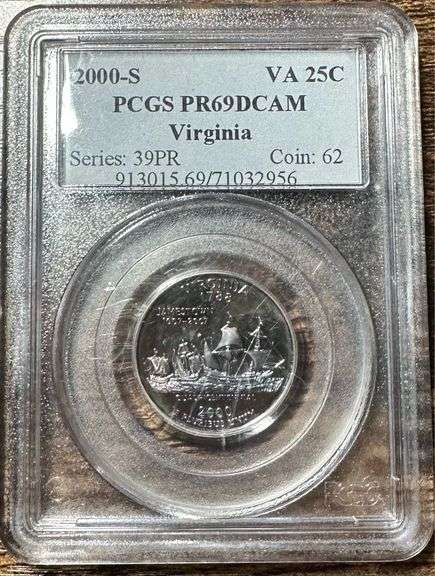 2000-S PCGS PR69DCAM Proof Virginia Statehood Quarter - Kaufman Realty ...