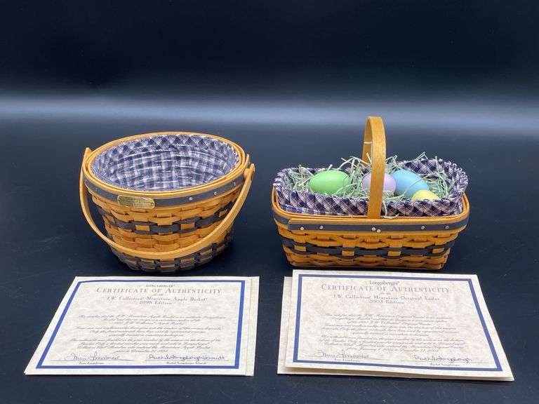 LONGABERGER JW MINIATURE COLLECTOR’S BASKETS -2- with certificates ...