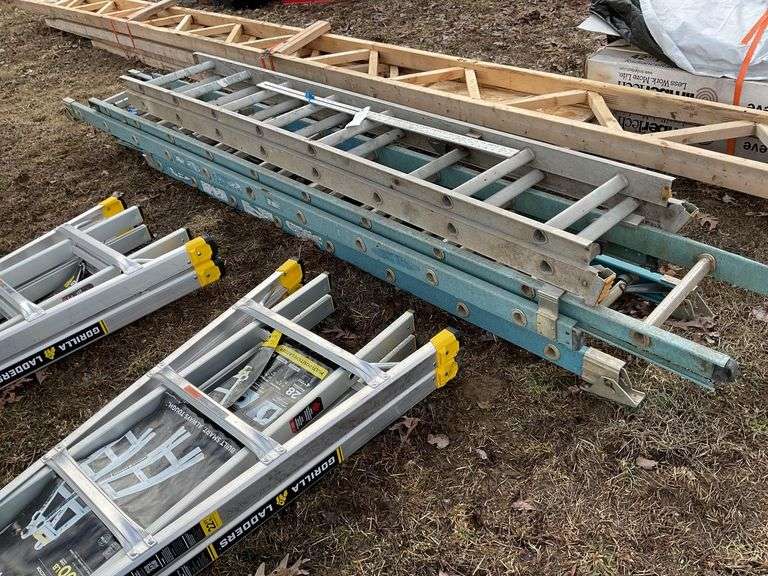3 Extension Ladders, 2 Have Damage As Is - Kaufman Realty & Auctions