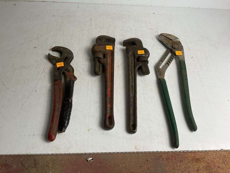 2 Pipe Wrenches, 2 Channel Locks - Kaufman Realty & Auctions