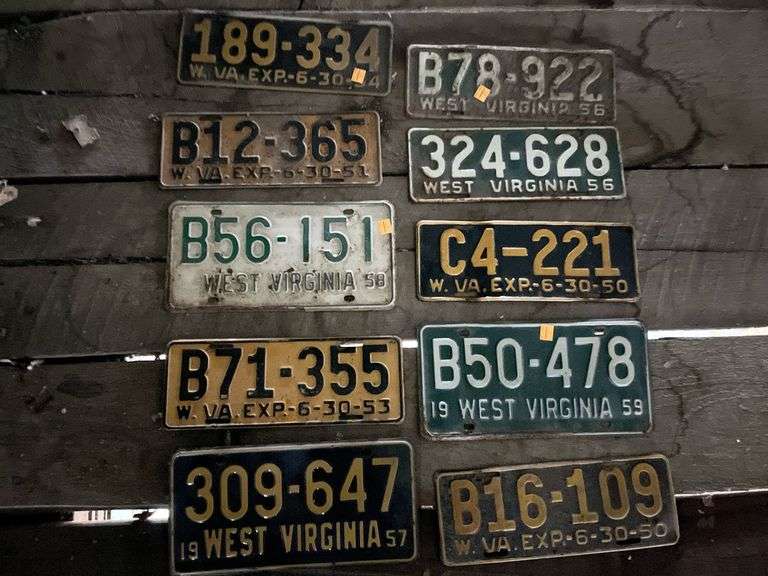 1950s West Virginia License Plates - Kaufman Realty & Auctions