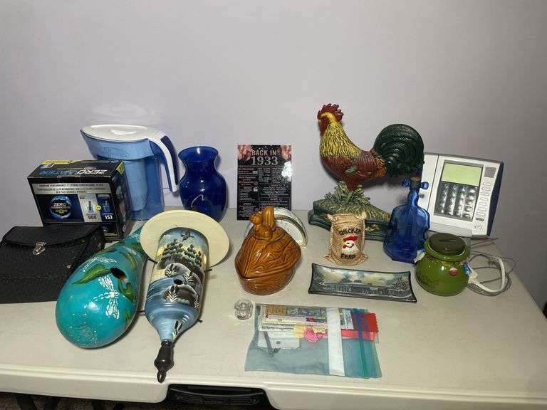 Cast iron rooster, telephone, water pitcher, vase & more - Kaufman ...