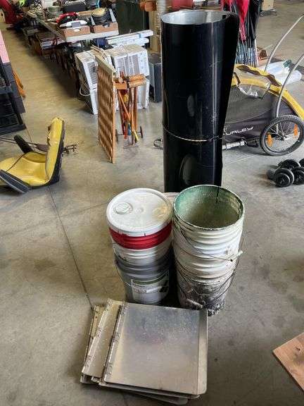 Misc. Buckets, metal lids & sheet metal - Kaufman Realty & Auctions