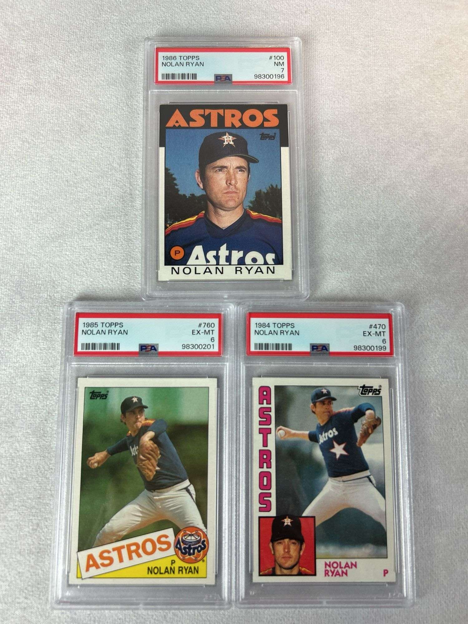 1984, 1985 & 1986 Topps Nolan Ryan PSA Graded Cards - Kaufman Realty ...