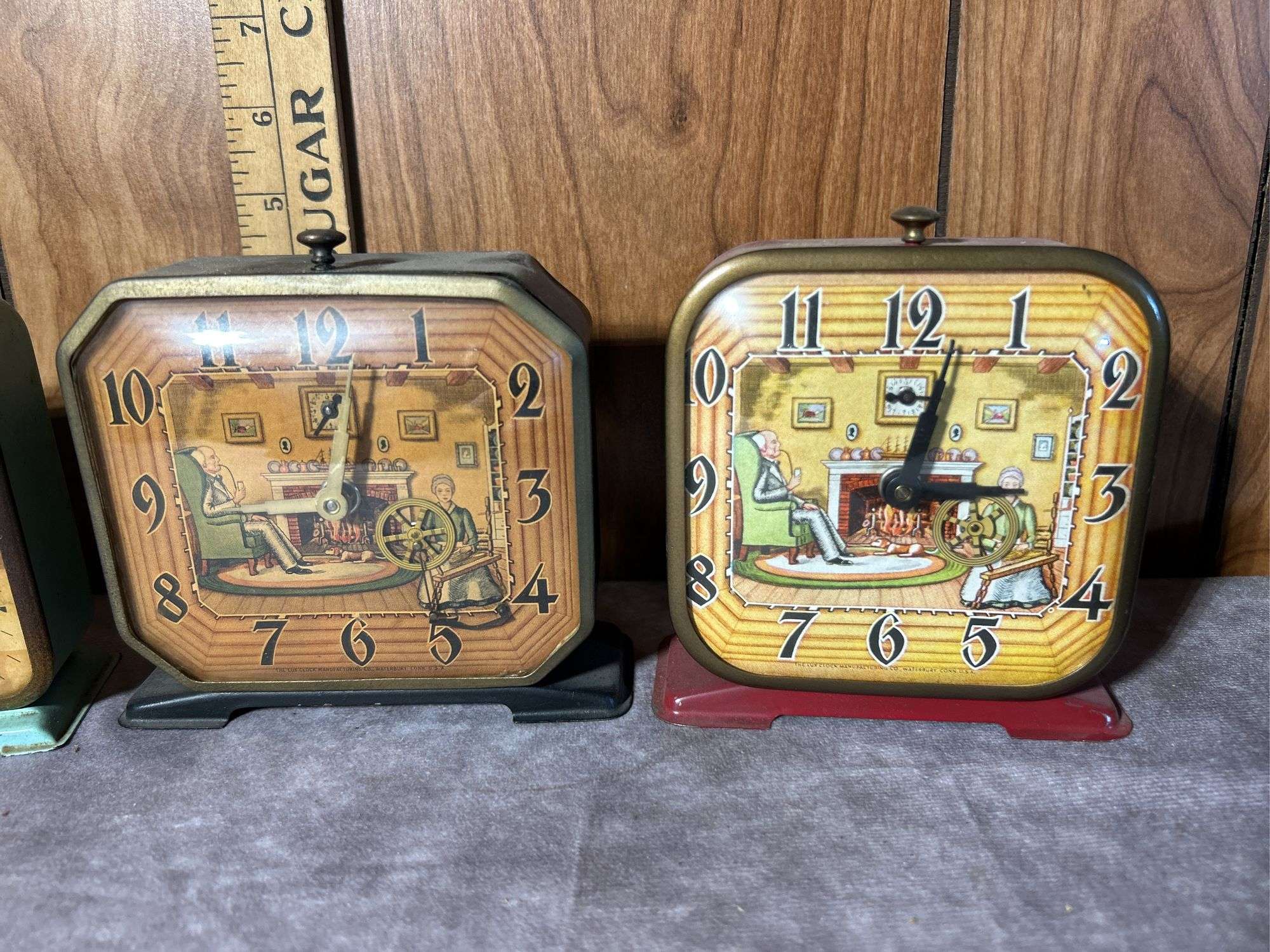 (4) antique alarm clocks - (3) Lux clock manuf. and The Ingraham co ...