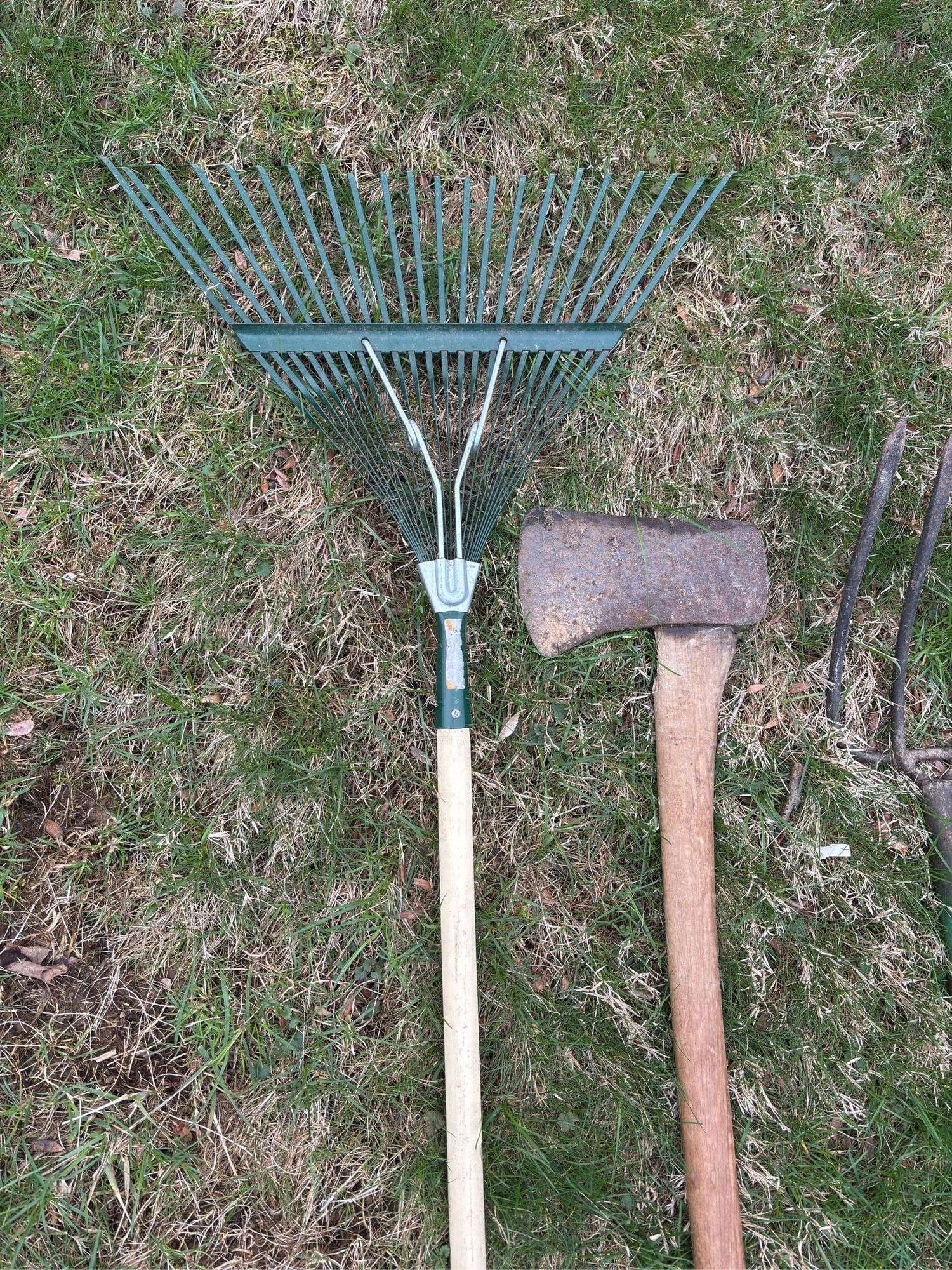 Potato fork , rake , axe - Kaufman Realty & Auctions