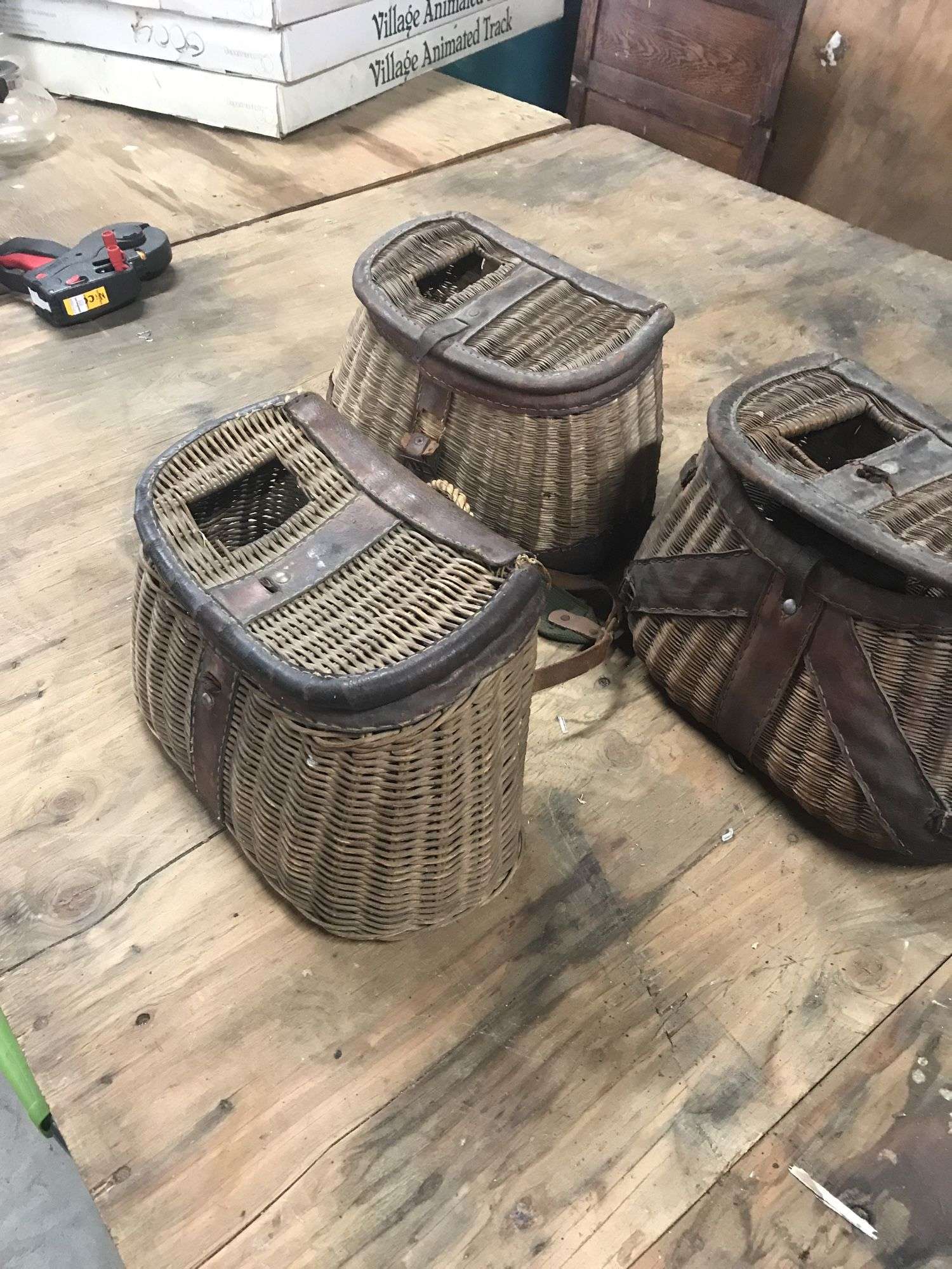 Three Antique Fishing Baskets - Kaufman Realty & Auctions