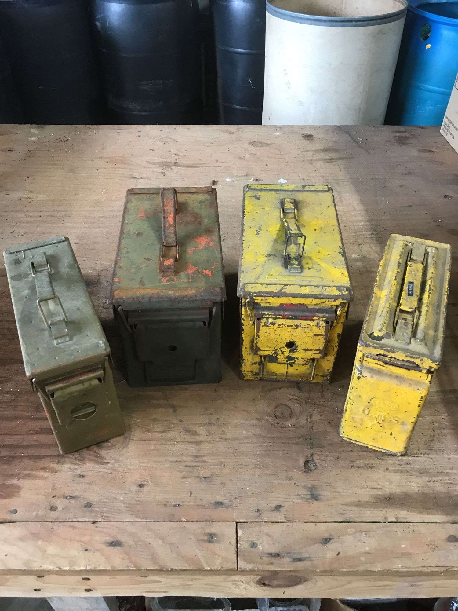 4 Metal army cans, 2 big 2 small - Kaufman Realty & Auctions