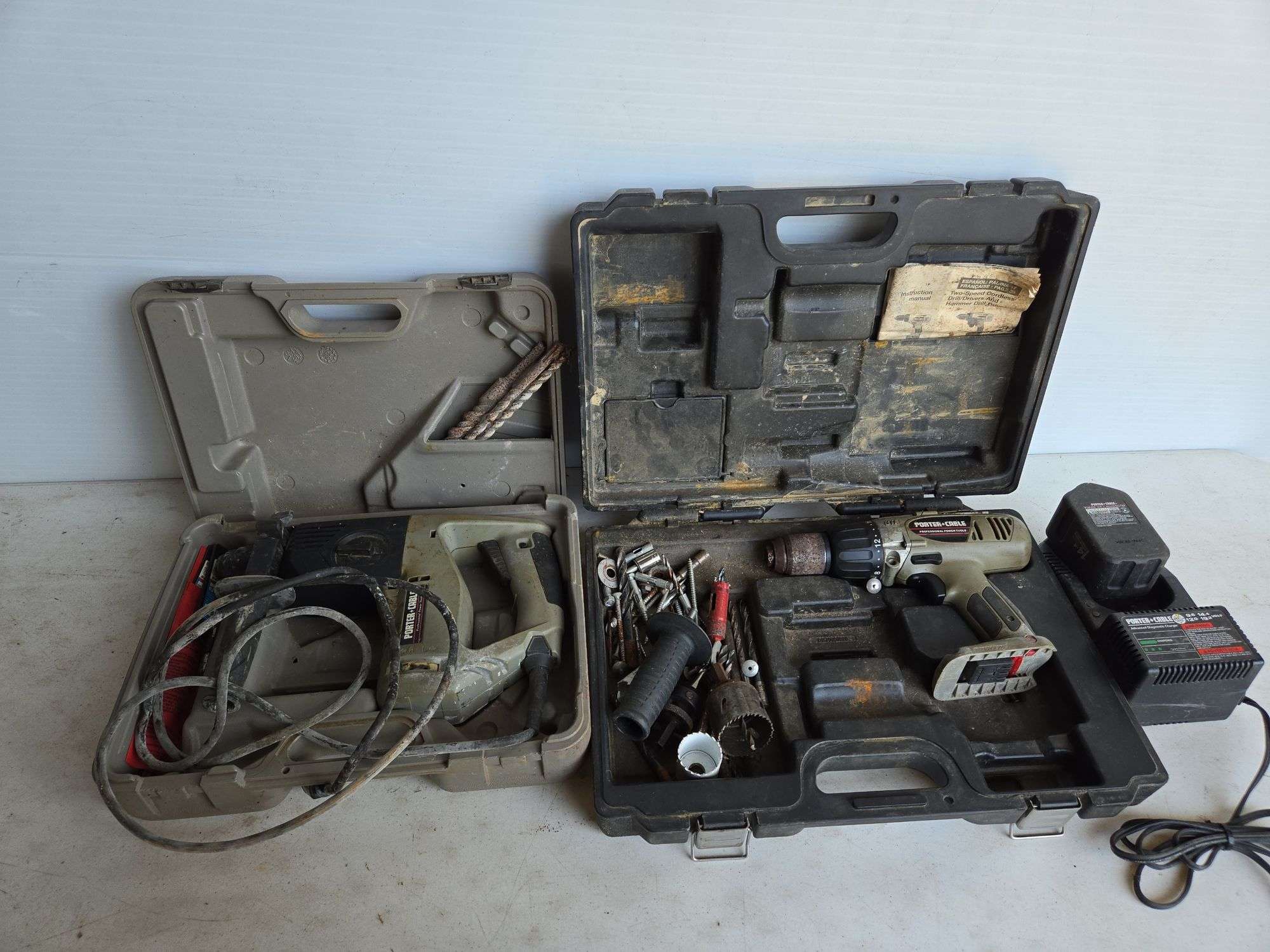 Porter Cable drill & hammer drill w/ cases - Kaufman Realty & Auctions