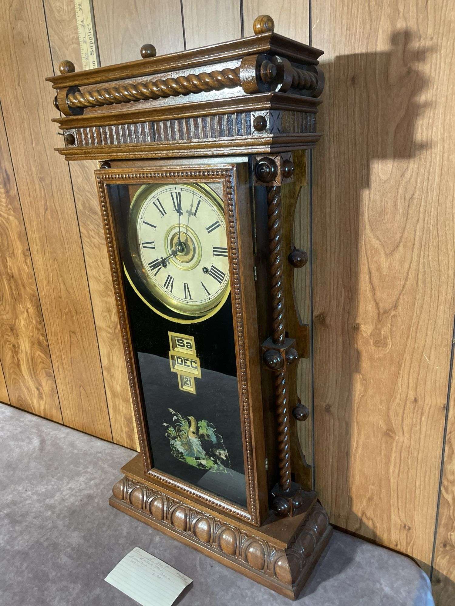 Gilbert 8-day calendar walnut shelf clock - Kaufman Realty & Auctions