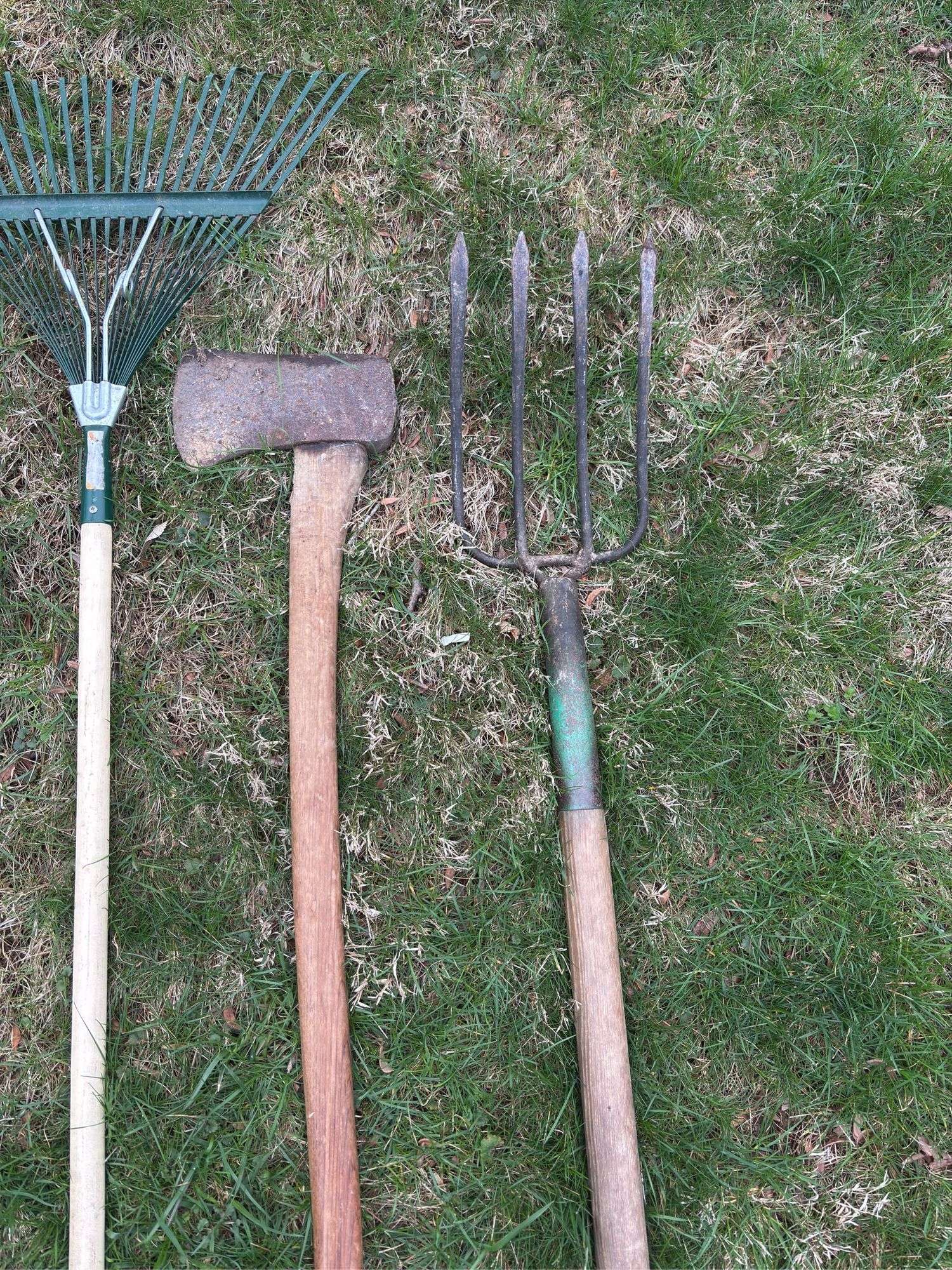 Potato fork , rake , axe - Kaufman Realty & Auctions
