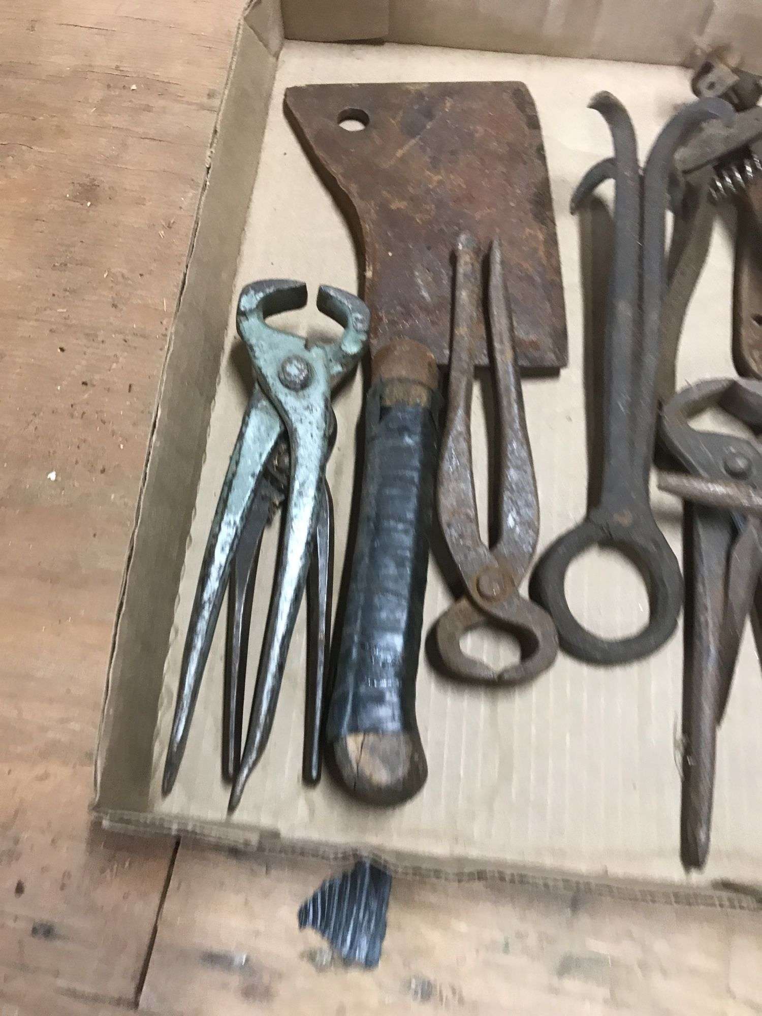 Antique Tools, Meat Cleaver, Hanging Hook, Nippers Salsa - Kaufman ...