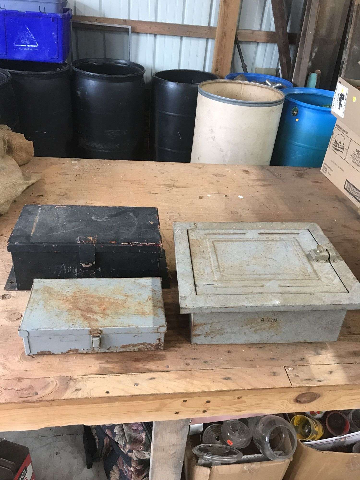 3 Metal storage boxes, one is for a tractor bolt on - Kaufman Realty ...