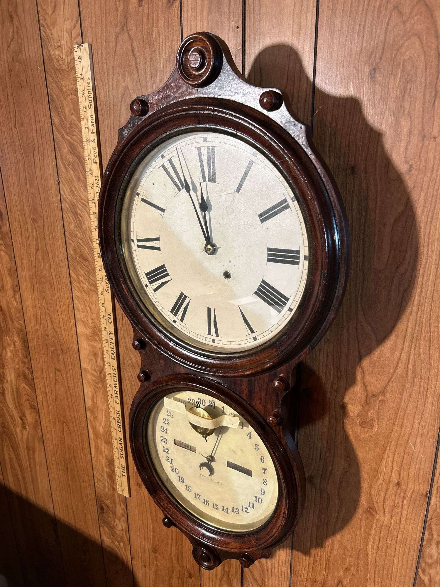 Seth Thomas 8-day calendar rosewood wall clock - Circ 1870 - Kaufman Realty & Auctions